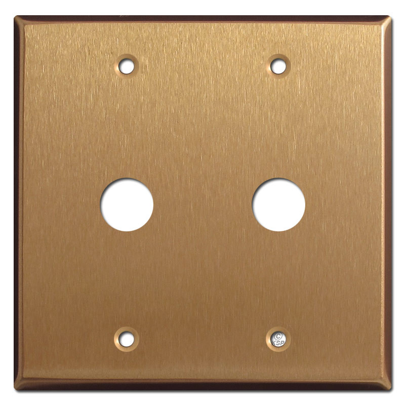 Double .625'' Openings Phone Cable Outlet Covers - Satin Bronze