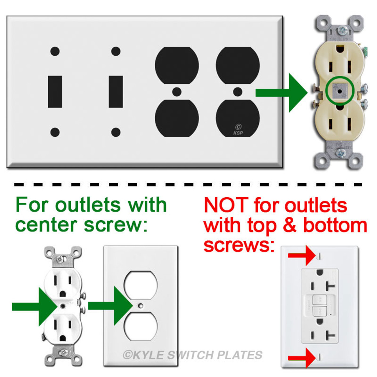 Double Toggle Double Duplex Outlet Combo Switch Wallplates Ivory