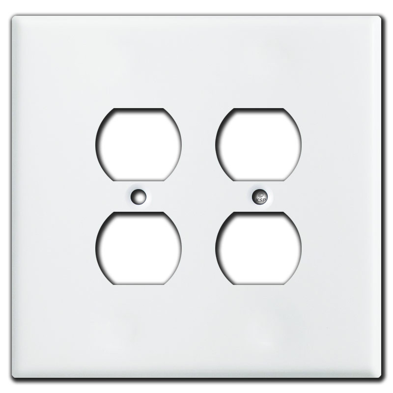Oversized 2 Gang Duplex Outlet Switch Plates for 4 Plugs - White