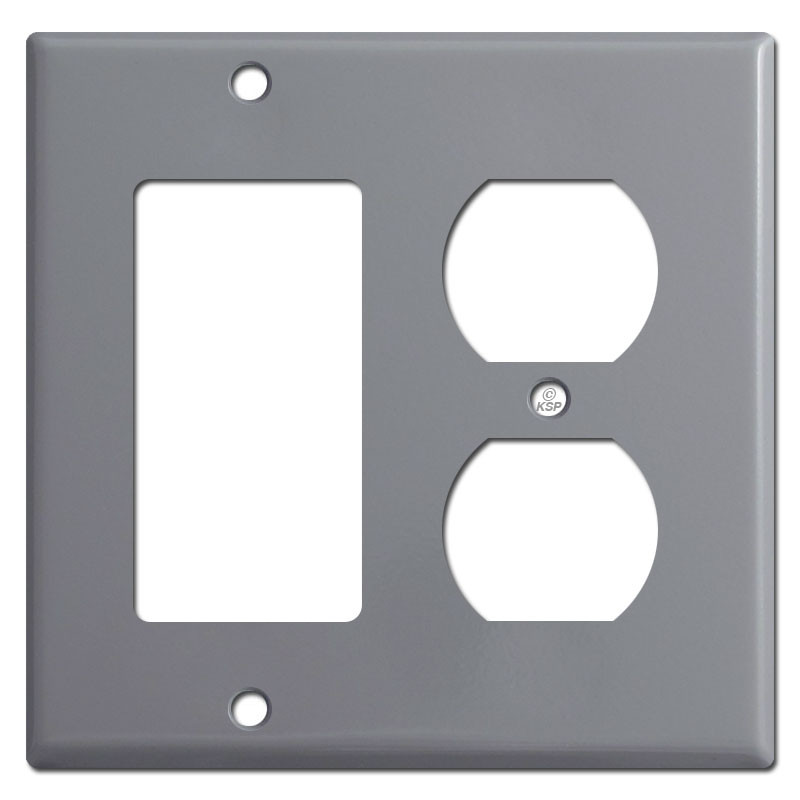 1 GFCI Rocker 1 Outlet Cover Plates - Gray