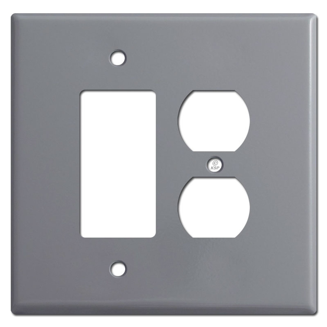 Oversized Combo Rocker Switch And Duplex Outlet Cover Plates Gray
