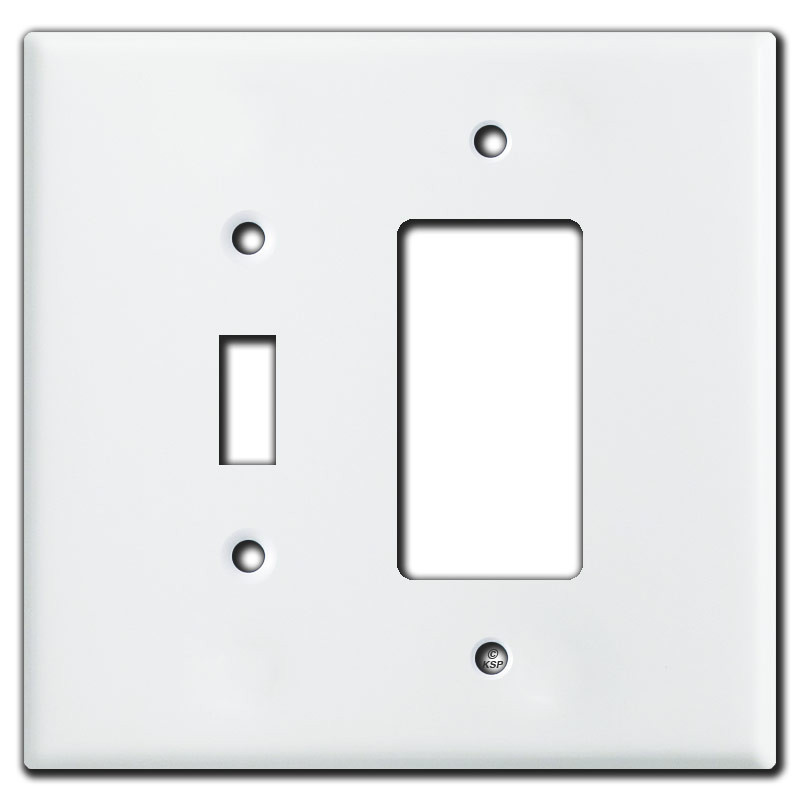 Oversized 1 Toggle & 1 GFI Outlet Combo Switch Plates - White
