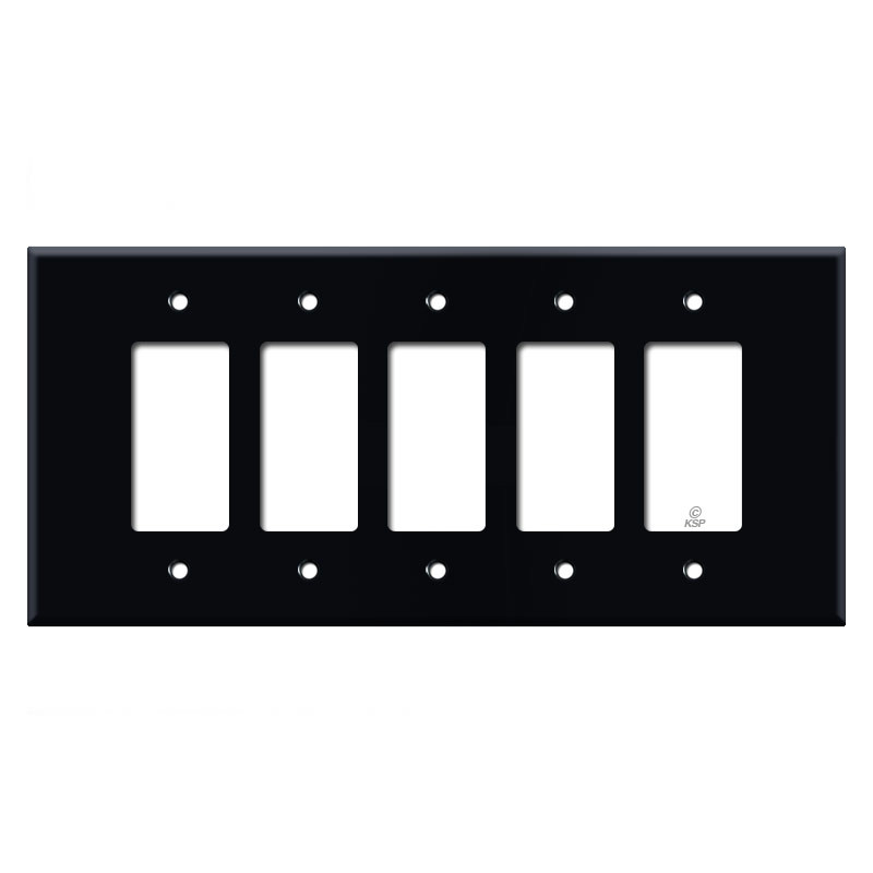 Oversized 5 Decora Rocker Switch Plate - Black