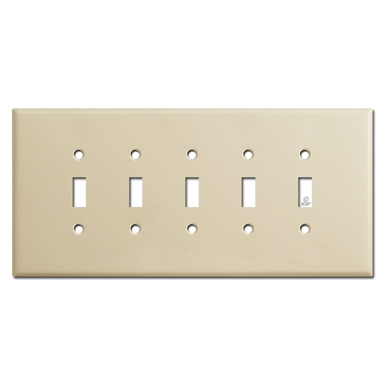 Oversized Five Toggle Light Switch Cover Ivory