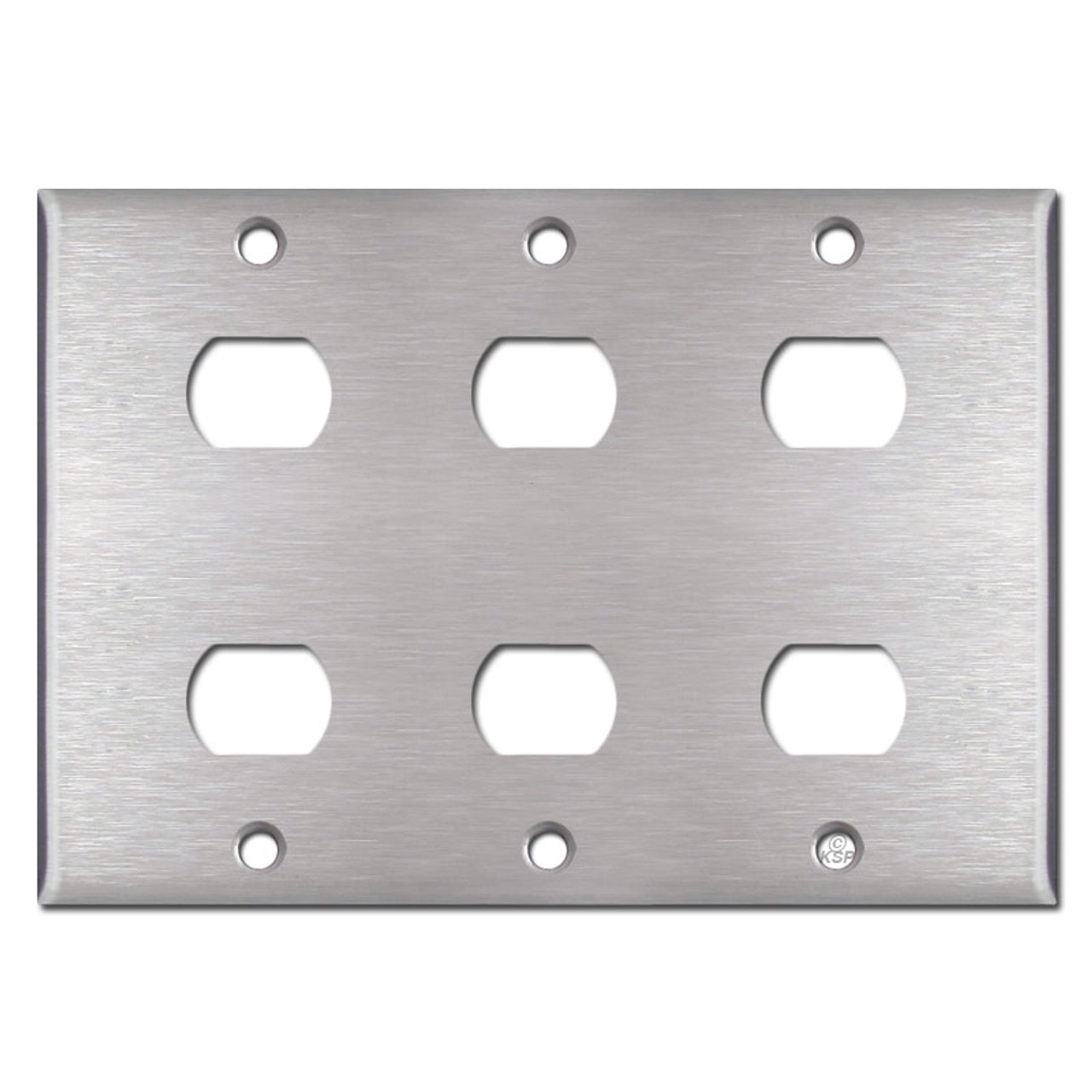3 Gang 6 Switch Despard Wallplate Satin Stainless Steel