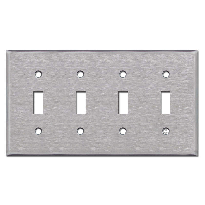 4 Toggle Switch Wall Plate - Satin Stainless Steel