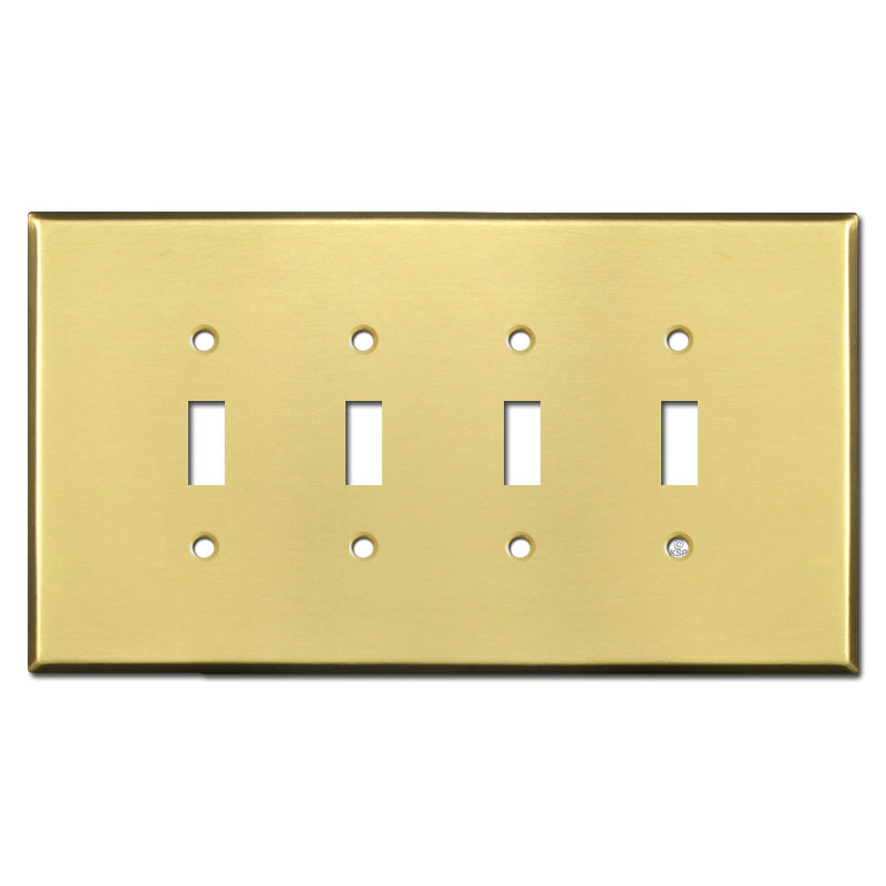 Oversized 4 Toggle Switchplate - Satin Brass | Kyle Switch Plates