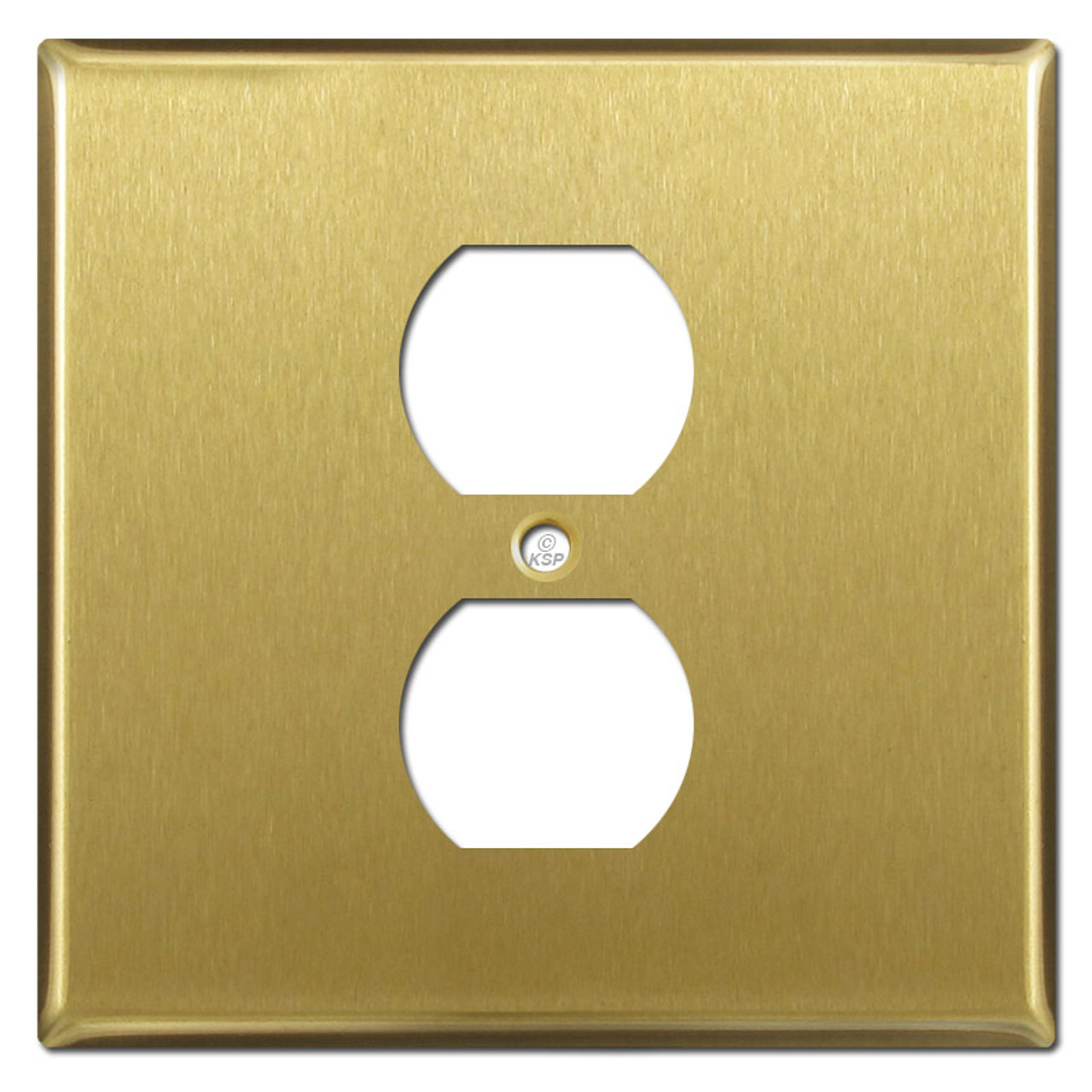 Two Gang One Centered Duplex Wall Cover Satin Brass