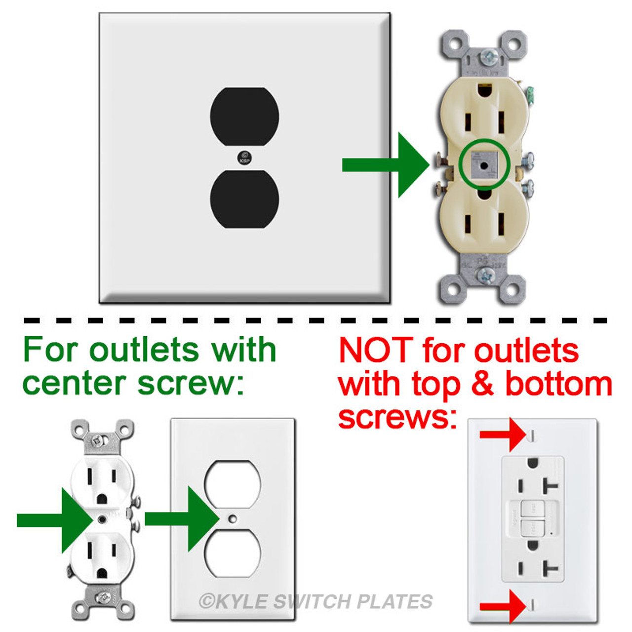 Jumbo 2 Gang 1 Centered Duplex Wall Plate White