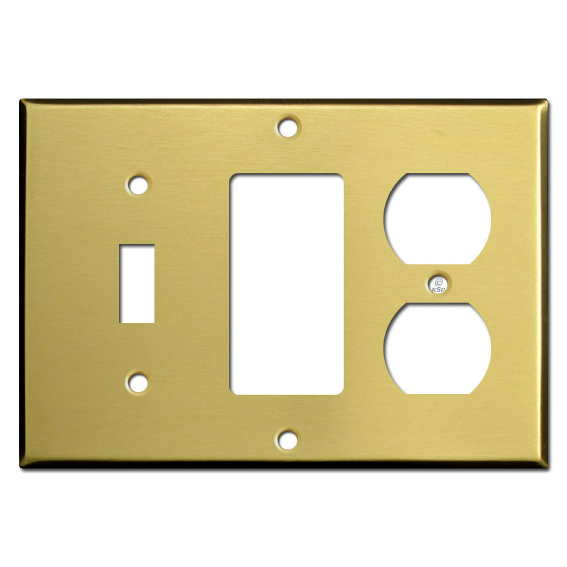 1 Toggle 1 Decora 1Outlet Switch Plate - Satin Brass
