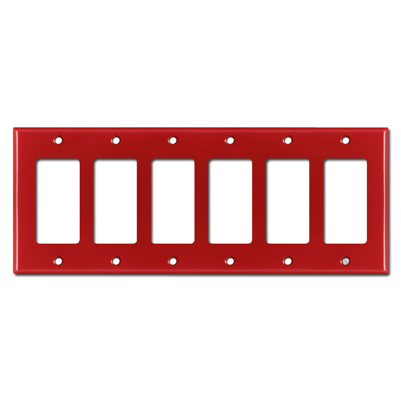 6 Gang Rocker Cover Plate - Red | Kyle Switch Plates