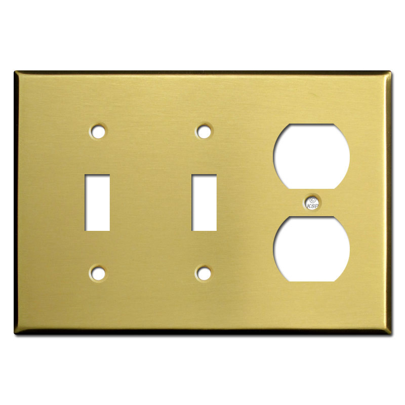 Double Toggle / Single Duplex Outlet Switch Plates - Satin Brass