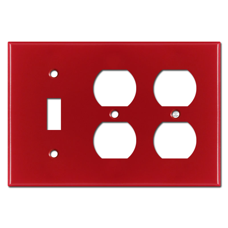 2 Receptacle 1 Toggle Light Switch Cover - Red