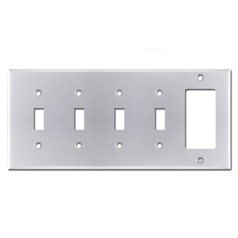 1 Decora 4 Toggle Cover Plates - Polished Chrome