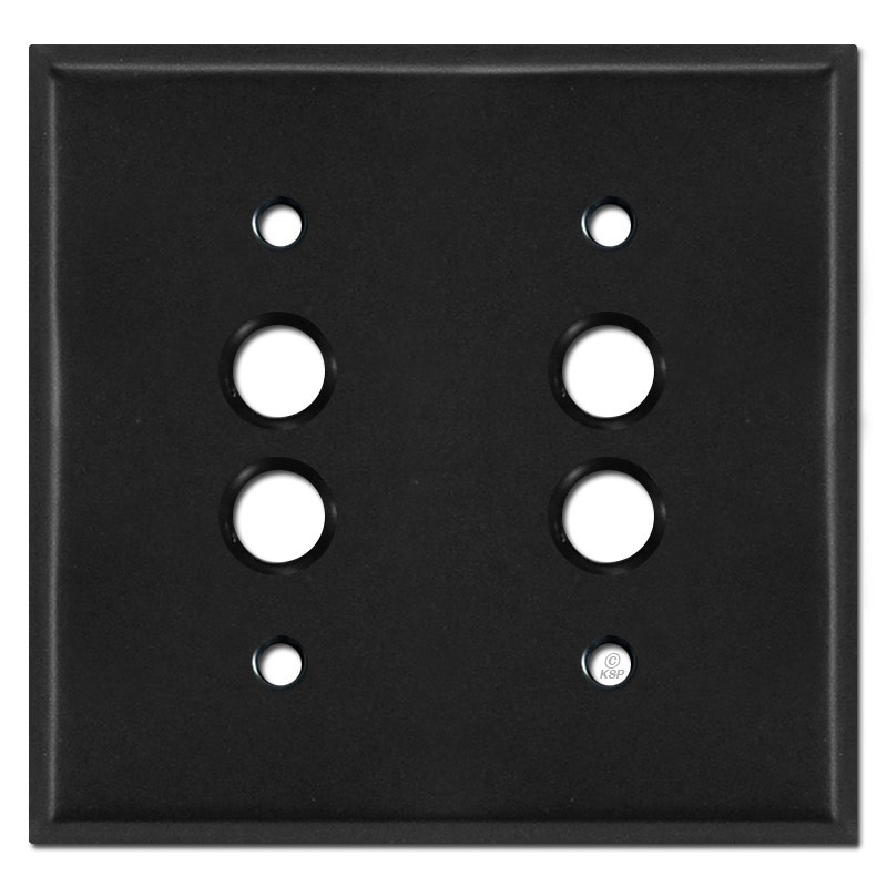 Two Gang Push Button Switch Plates - Black