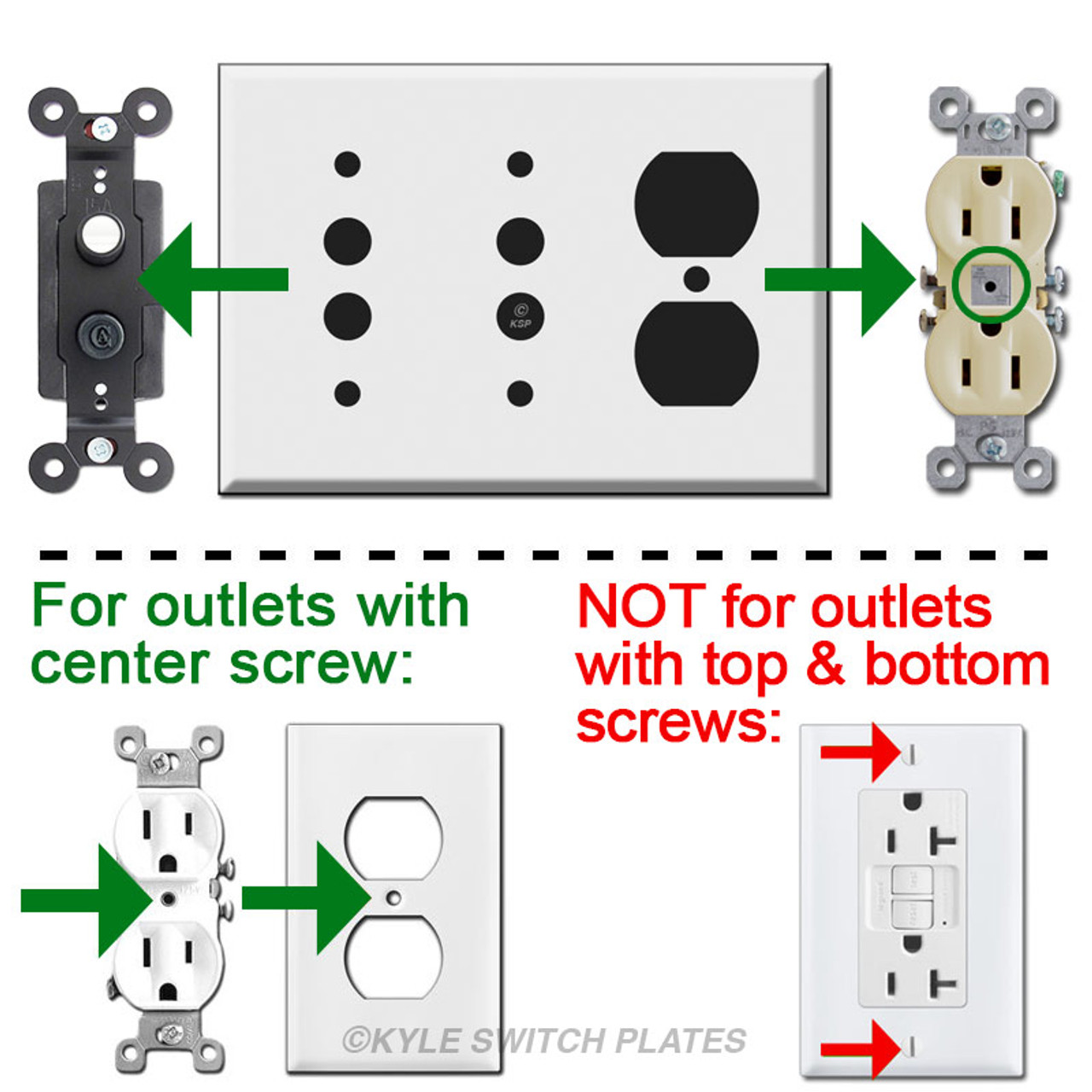 Single Outlet Double Push Button Switch Plate Covers Black