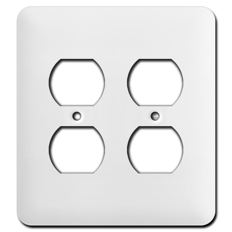 Long Double Duplex Receptacle Cover Plates - White