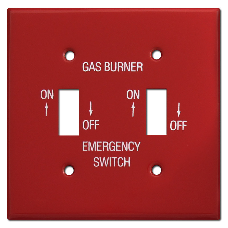 Red Double Toggle Emergency Gas Burner Switch Plates