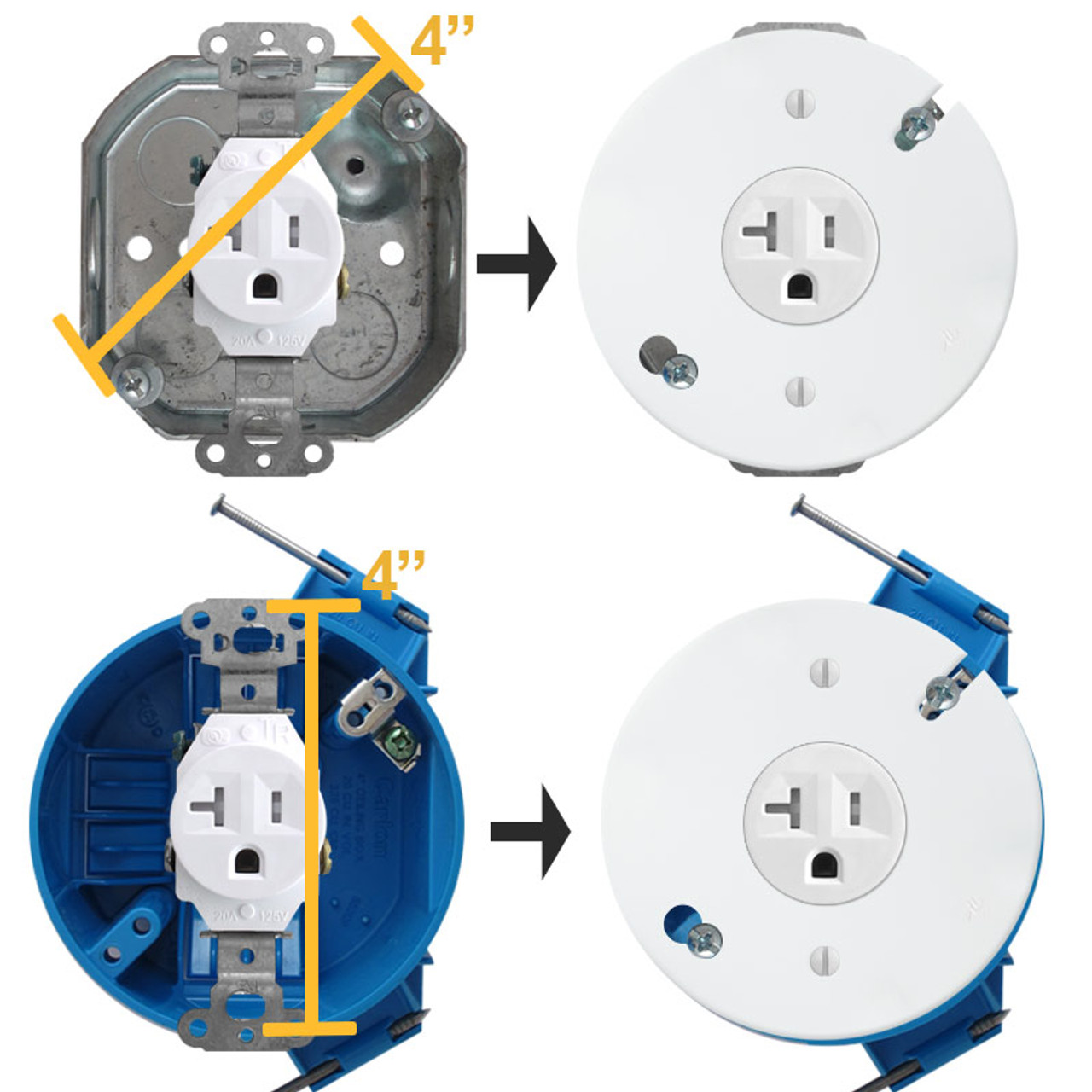 White 4 Round Simplex Receptacle Cover Plate Kyle Switch Plates