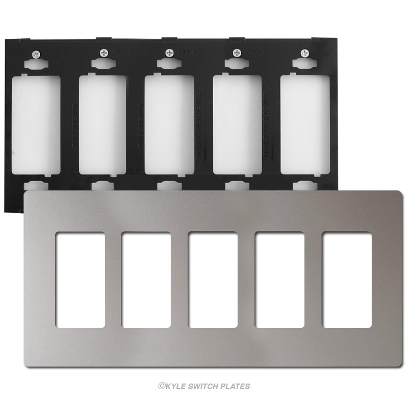 5 Decor Screwless Wall Plate Covers - Metallic Plastic