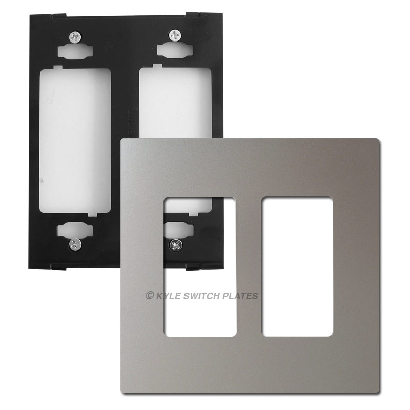 Nickel Screwless Light Switchplate - 2 Gang Plastic Legrand