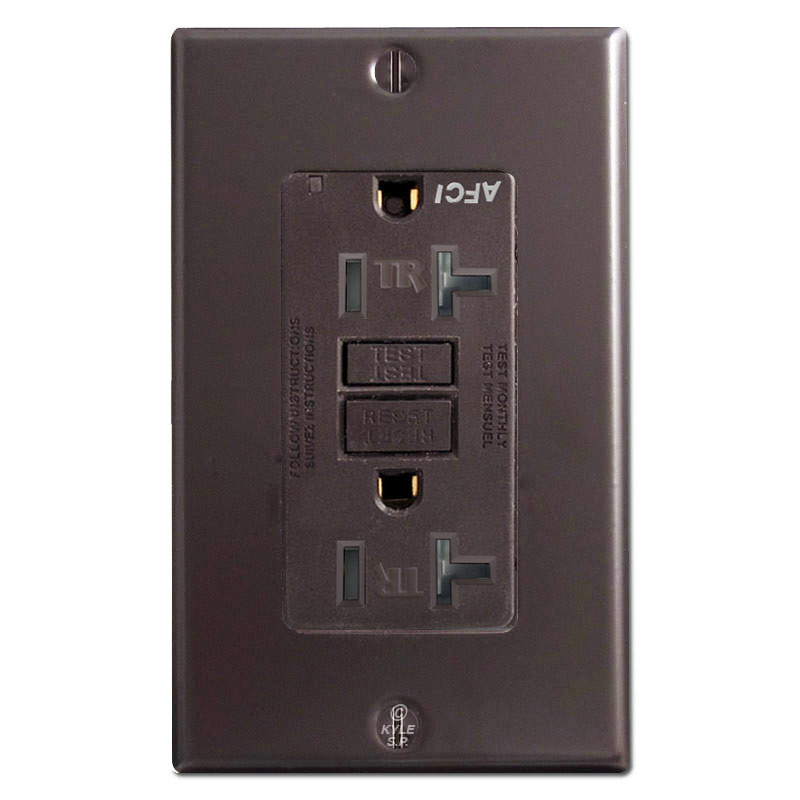 AFCI Outlet Receptacle 20A Leviton Decora - Brown | Kyle Switch Plates