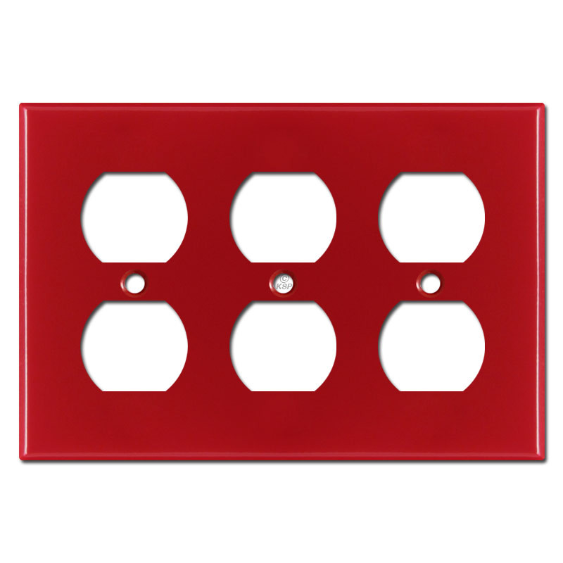 3 Duplex Electrical Receptacle Wall Plate - Red | Kyle Switch Plates