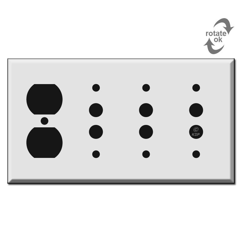 3 Push Button 1 Duplex Receptacle Wall Plate - Polished Brass | Kyle