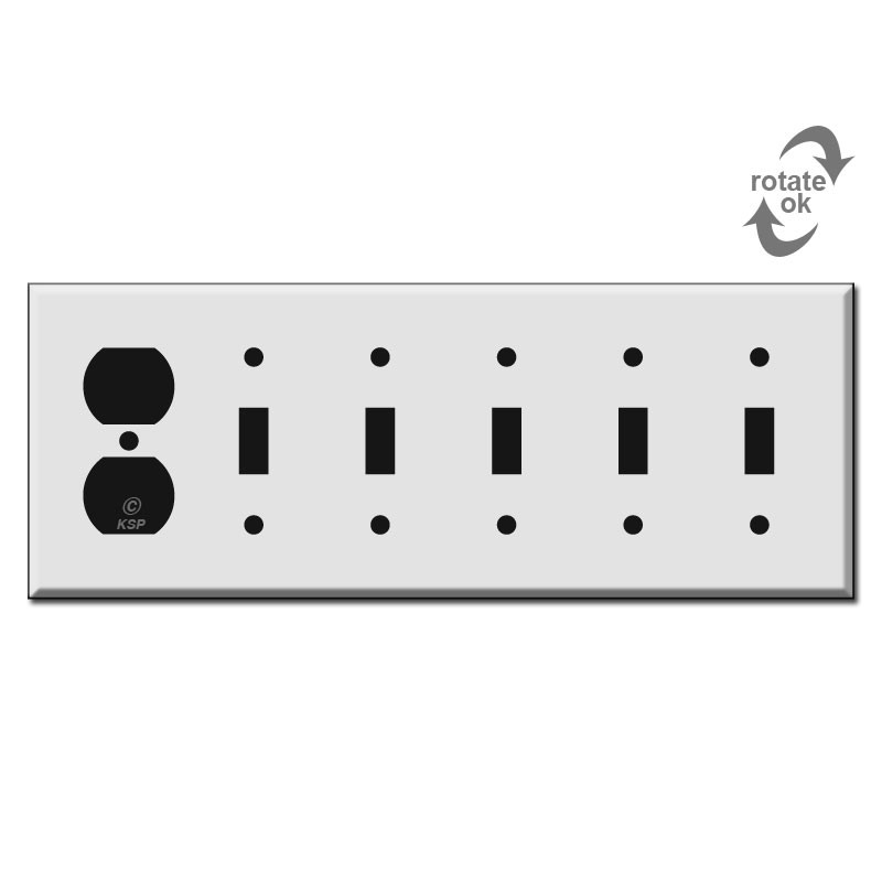 Duplex Receptacle 5 Toggle Light Switch Cover - Stainless Steel