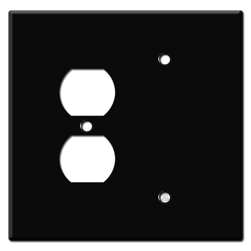 Oversized 1 Electrical Outlet 1 Blank Switch Cover - Black | Kyle ...