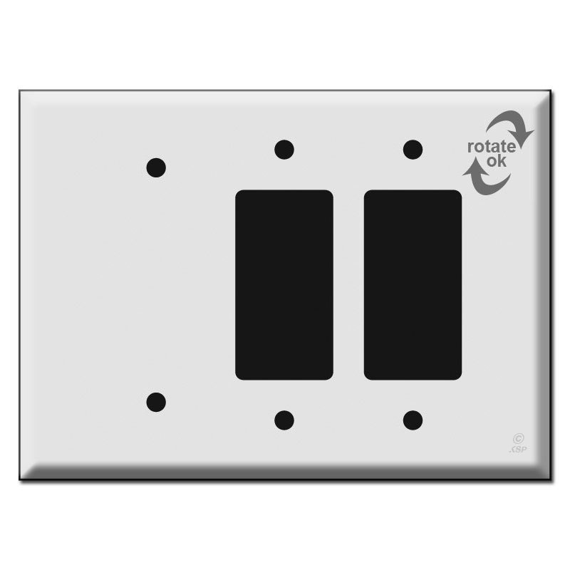 Oversized 1 Blank 2 Rocker Decor Outlet Cover Wall Plate - White