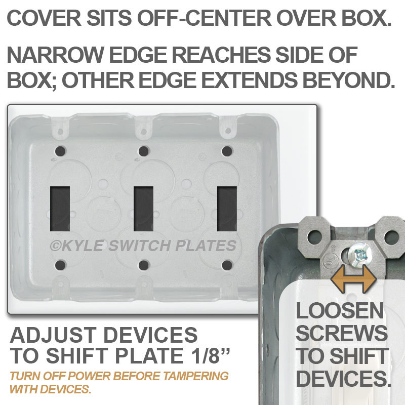 Offset Narrow 3 Toggle Switch Wall Plate - Satin Stainless Steel