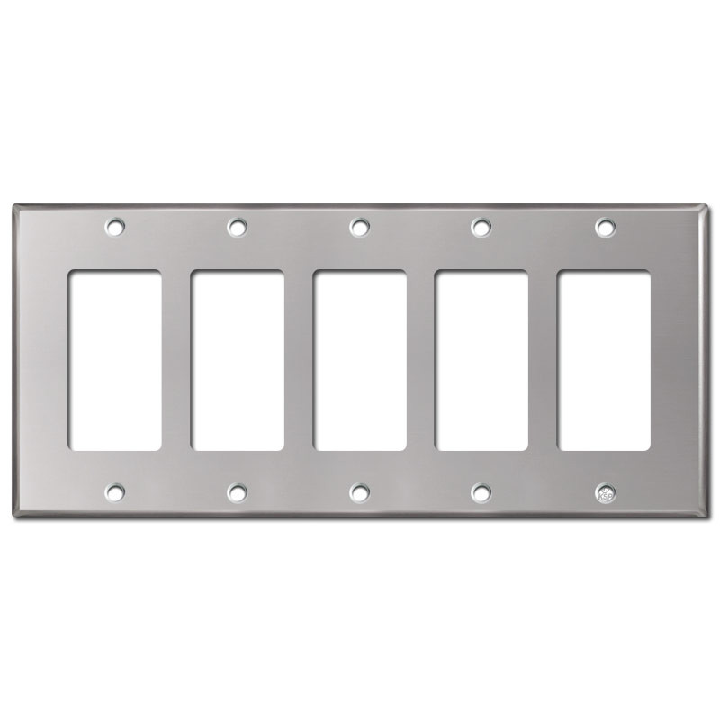 5 Decor Rocker GFI Wall Plate - Polished Stainless Steel