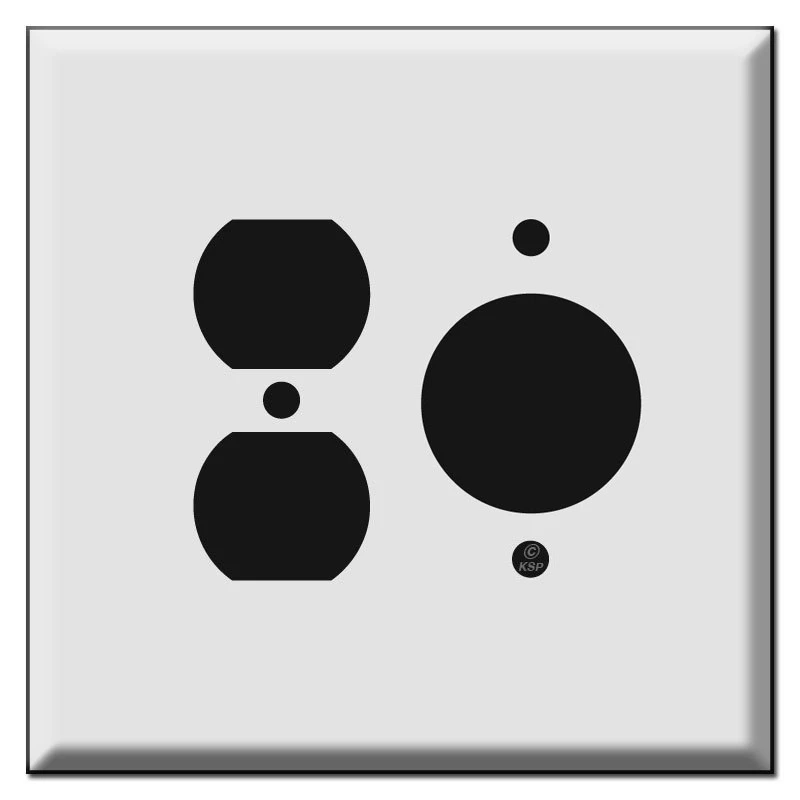 Oversized Duplex Outlet + 1.62'' 20A Round Receptacle Cover Plate