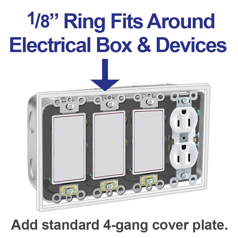 4-Gang Deep Screwless Switch & Outlet Extender for Lutron Plates