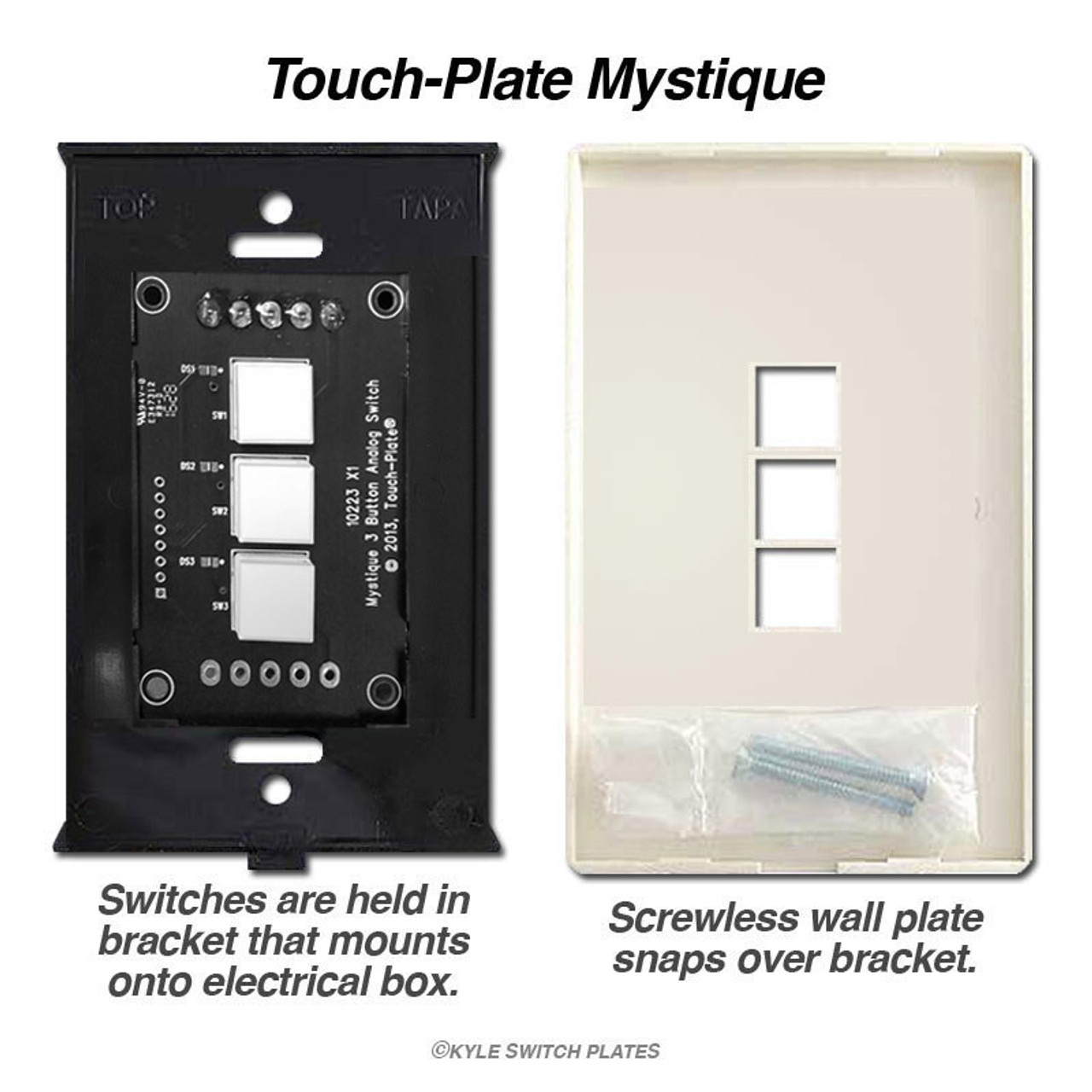 Engraved 3 Switch Mystique Low Volt Touch Plate Control