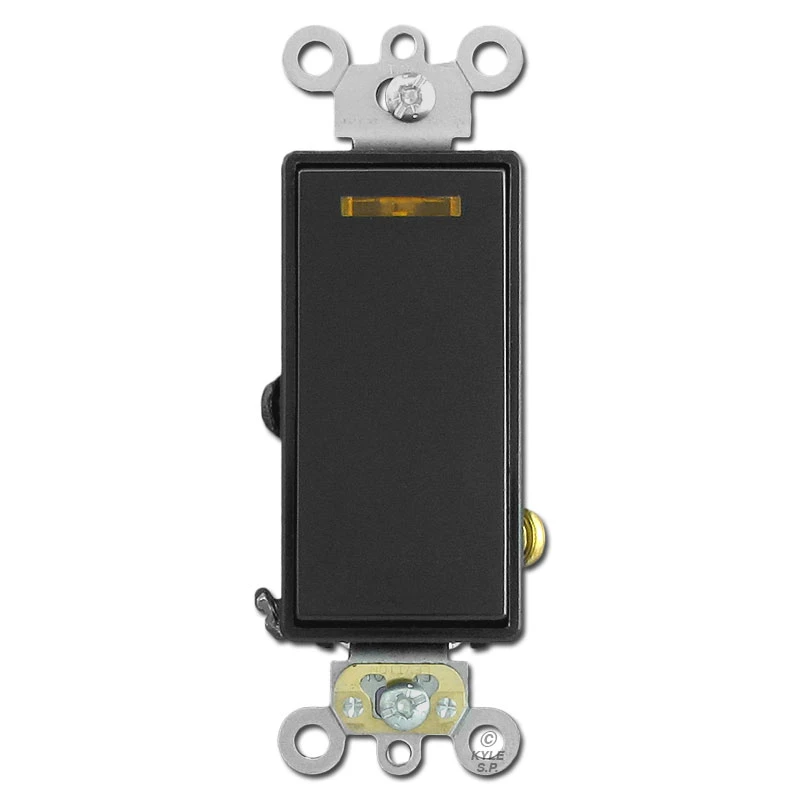 20A Illuminated Black Rocker Light Switch | Kyle Switch Plates