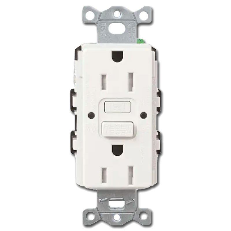 15A Tamper Resistant GFCI Receptacles - Satin Snow White