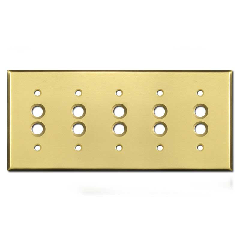 5-Gang Push Button Wall Switch Plate - Satin Brass | Kyle Switch Plates