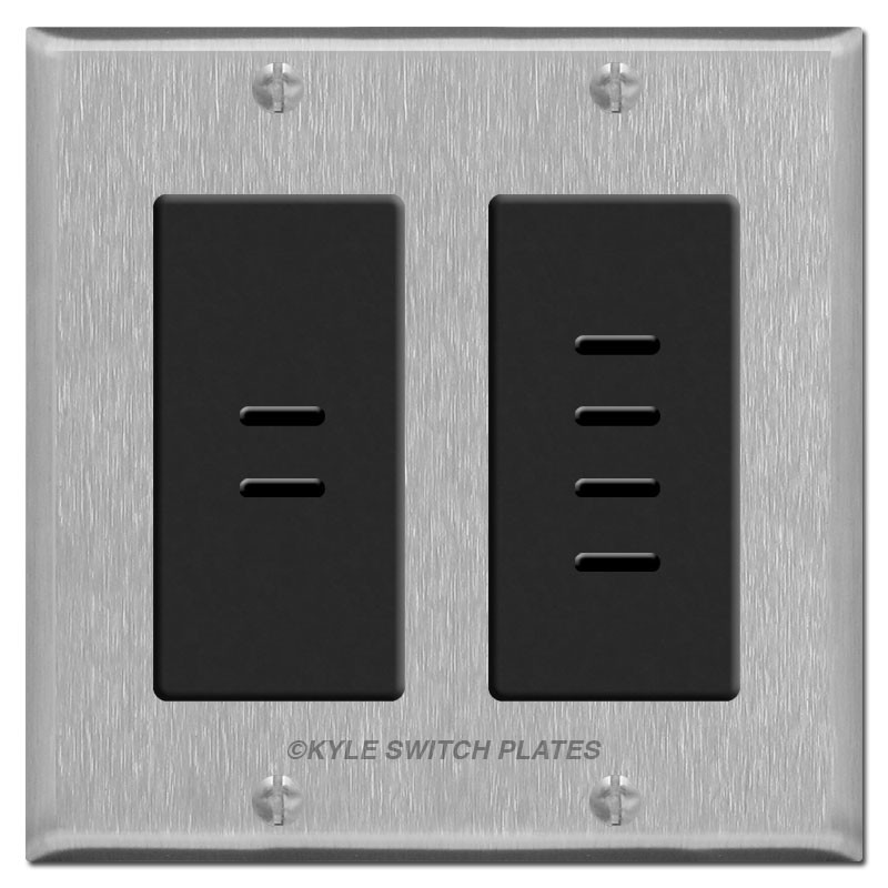 Low Voltage Touch Plate 3 Switch Ultra Light Controls - Black