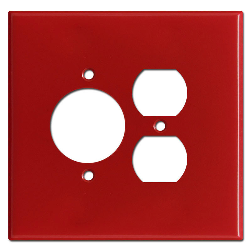 Oversized 1.62'' Round Outlet + Duplex Plug Plate - Red | Kyle