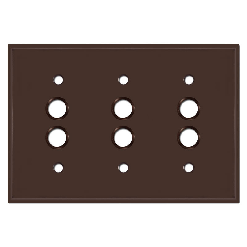 Triple-Gang Push Button Switch Face Plate - Brown