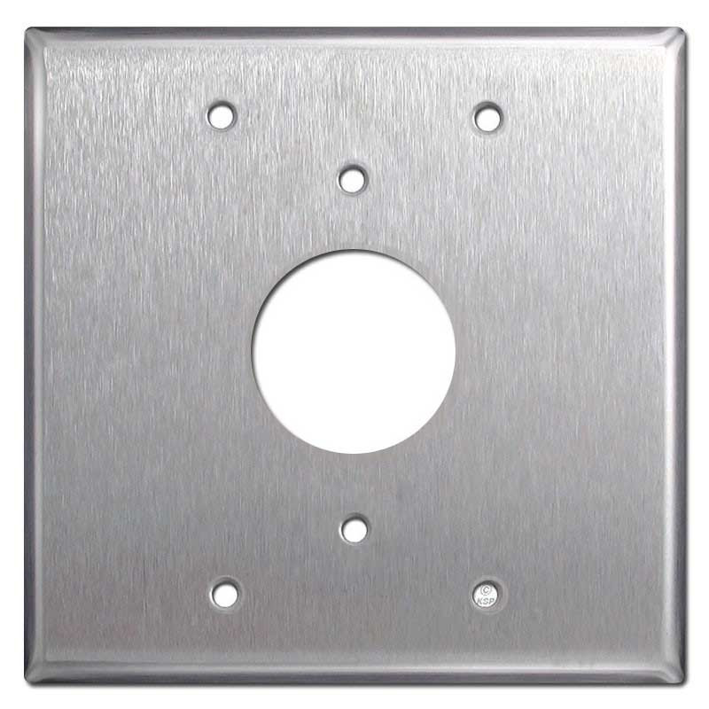 Centered 1.4'' Single Outlet Plate for 2-Gang Box - Satin Stainless Steel