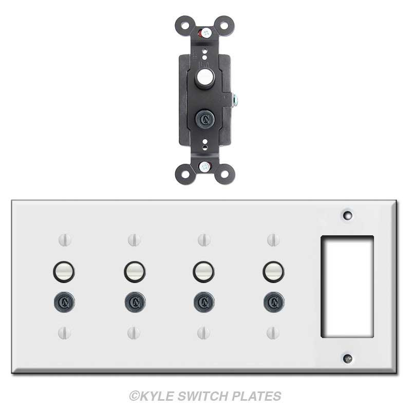 4-Push Button 1-Decora Outlet Switch Cover Plate - Black | Kyle
