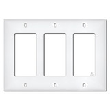 White Plastic 3 Gang Outlet Cover Plates | Kyle Switch Plates