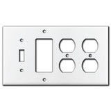 2 Toggle & 2 Decora Rocker Switch 4 Gang Wall Plate - White