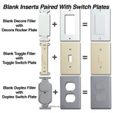 Ivory Toggle to Blank Switch Plate Inserts | Kyle Switch Plates