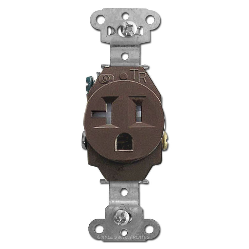 Tamper Resistant Brown Round 20A Single Power Outlet
