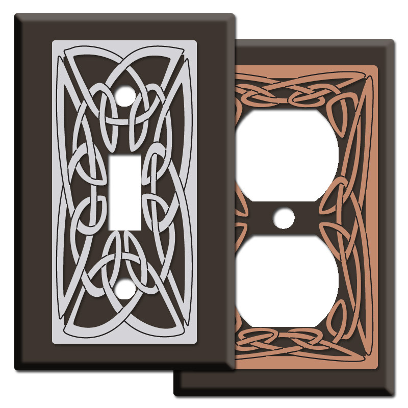 Irish Celtic Pattern Wall Plate Covers in Brown - Kyle Design