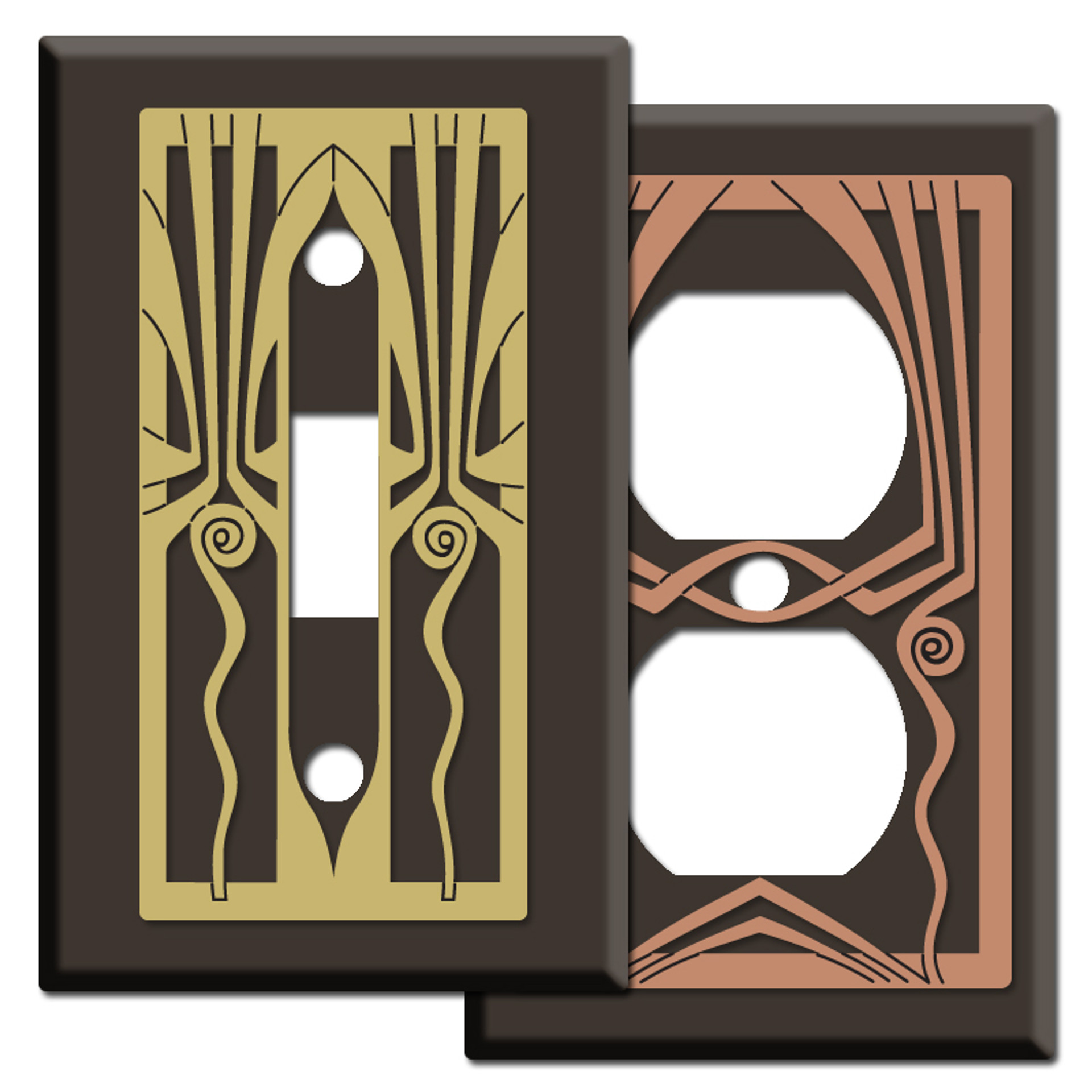 Retro Art Deco Period Switch Plates In Antique Brass Kyle Design